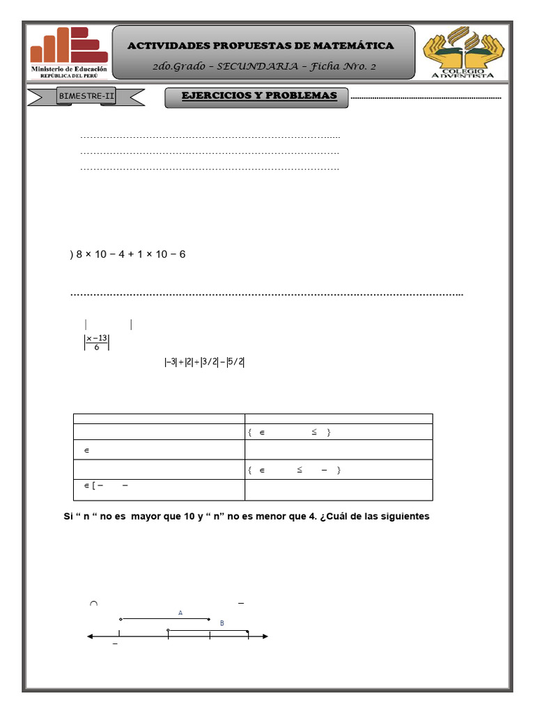 Ejercicios Propuestos 2°-II-B | PDF | Matemáticas | Números