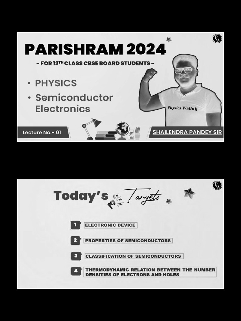 Semiconductor Electronics 01 - Class Notes - Parishram 2024 | PDF