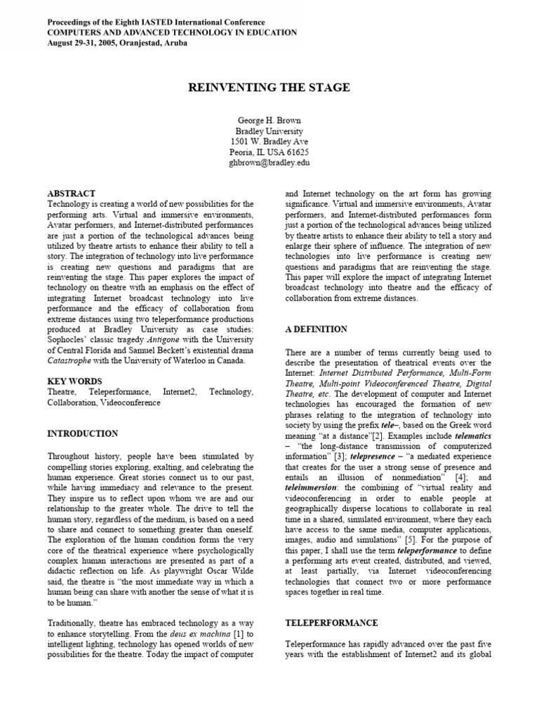 Reinventing The Stage | PDF | Videotelephony