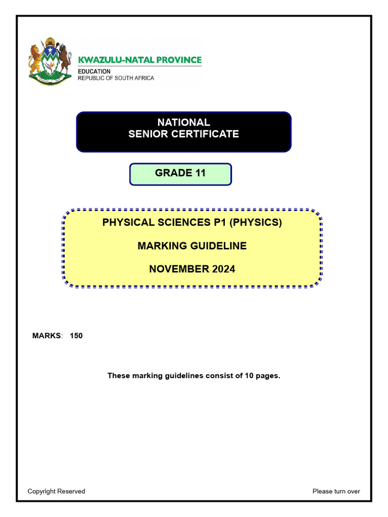 Physical Sciences P1 Grade 11 MG 2024 VERIFIED 2 | PDF | Force | Weight