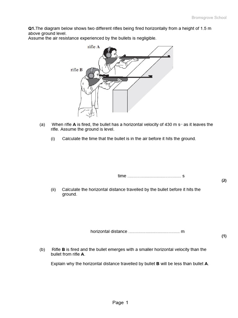 Projectile Motion Quiz and Solutions | PDF | Bullet | Flight