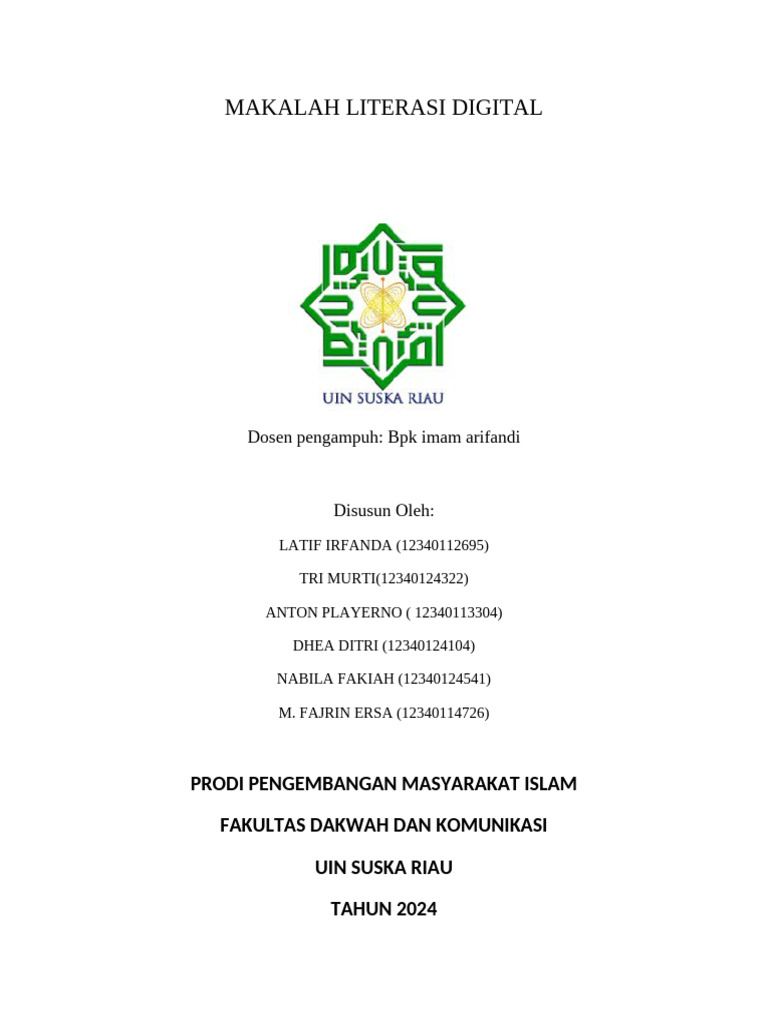 Makalah Literasi Digital Kelompok 1 | PDF | Ilmu Sosial