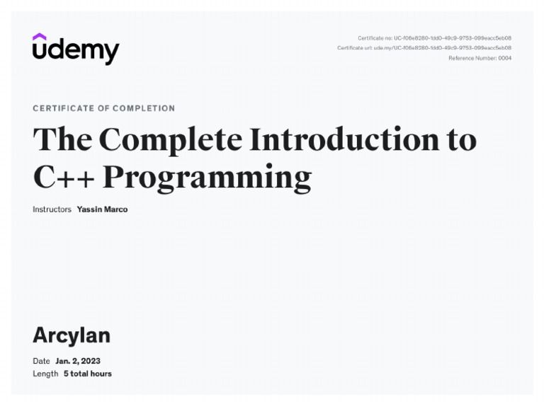 C++ Certificate | PDF