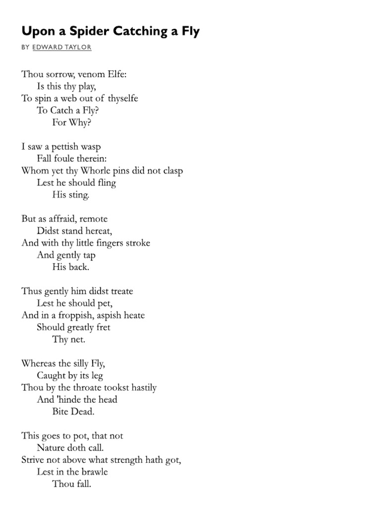Upon A Spider Catching A Fly - The Poetry Foundation | PDF