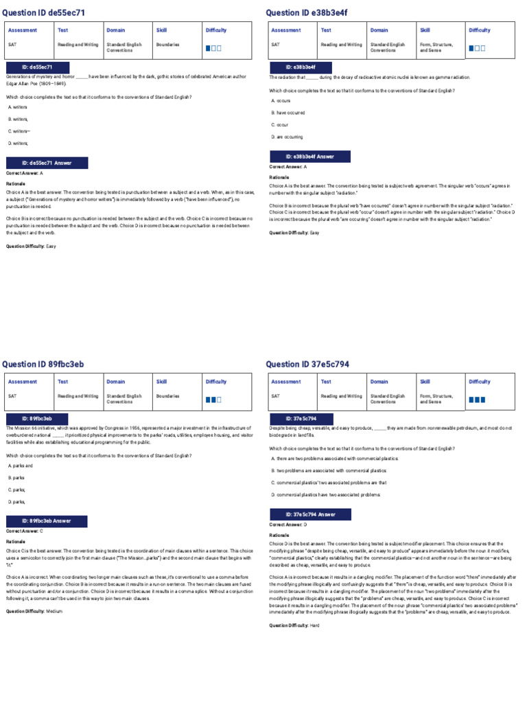 SAT Suite Question Bank - Results | PDF