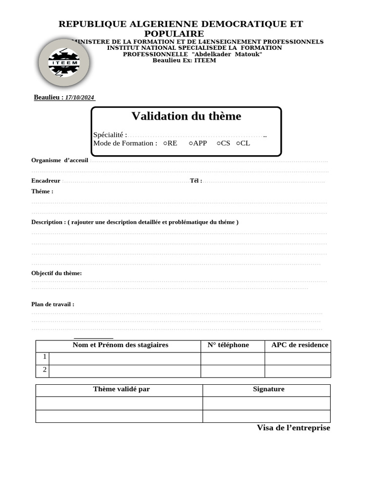 Fiche de Validation1 | PDF