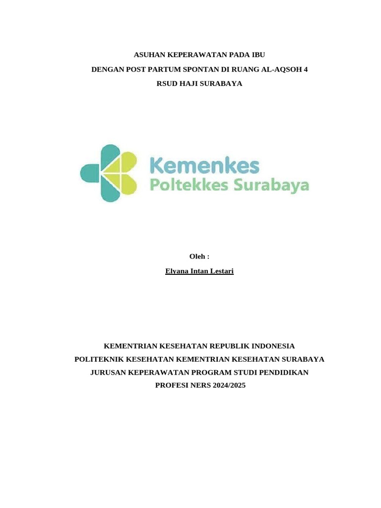 LP Post Partum Spontan | PDF | Sains & Matematika