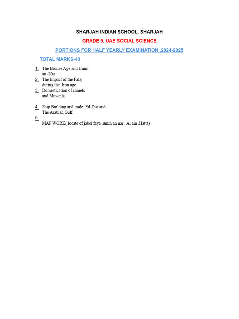 Uae SST Portions | PDF