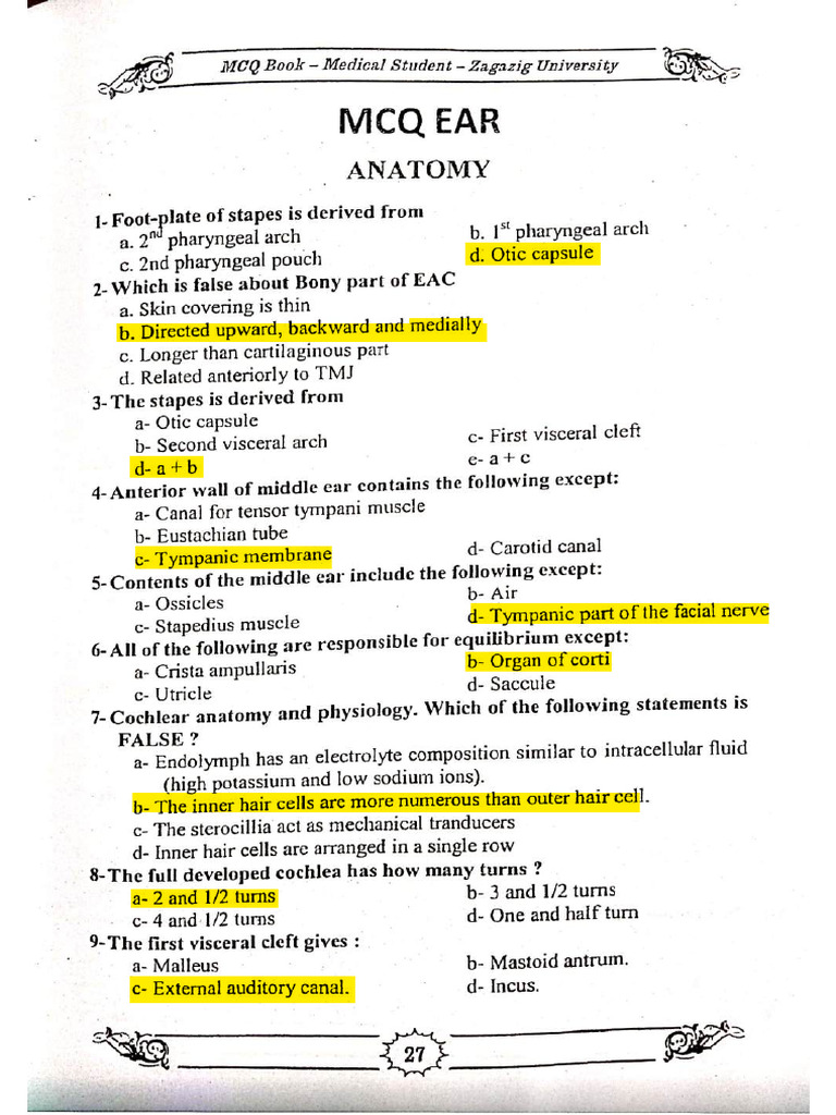 Ear MCQ | PDF