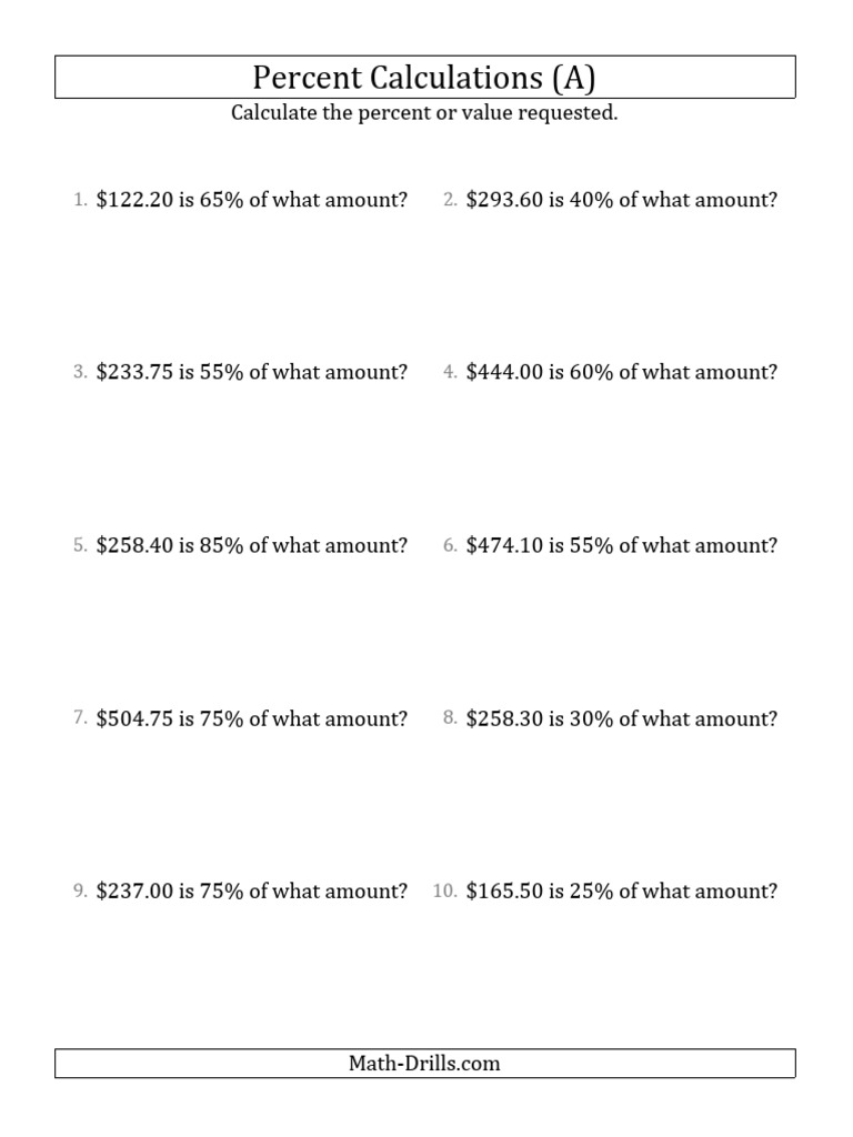 Percents Calculate Base 05percents Currency Decimals 001.1417720981 | PDF