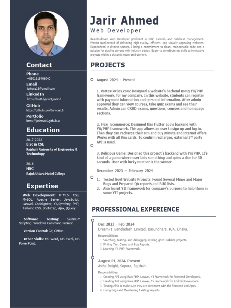 jarir_ahmed_CV | PDF | Php | J Query