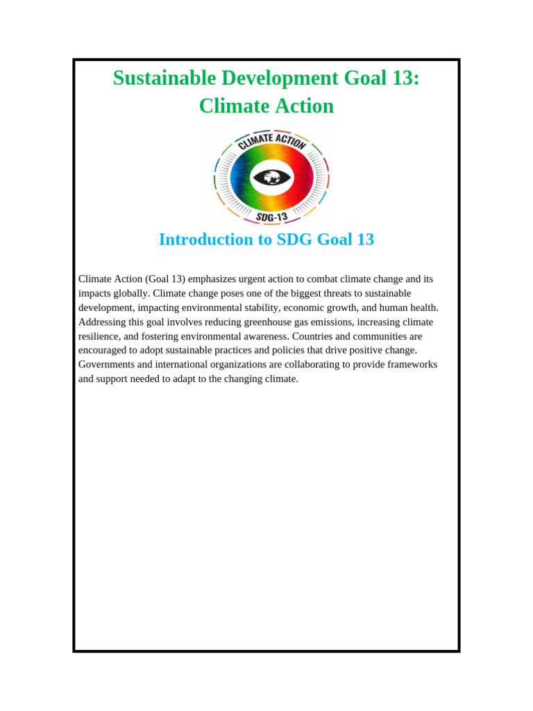 Expanded SDG Goal 13 Climate Action Assignment | PDF | Climate Change Mitigation | Artificial ...