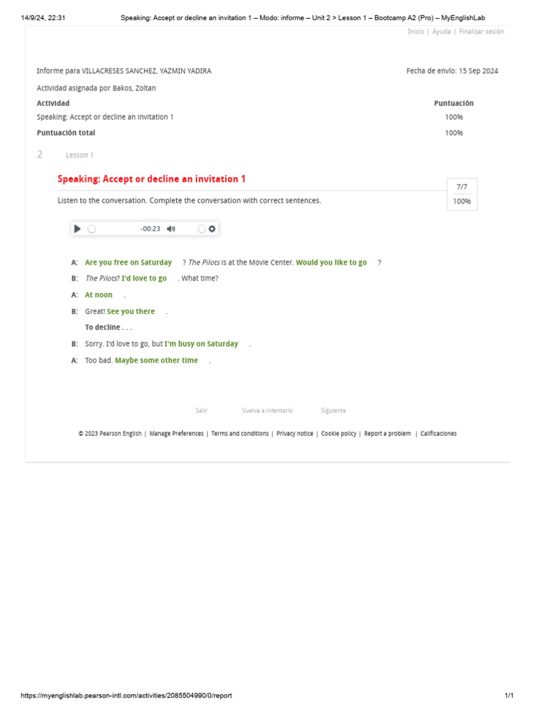 3 U2 Speaking - Accept or Decline An Invitation 1 - Modo - Informe - Unit 2 - Lesson 1 ...