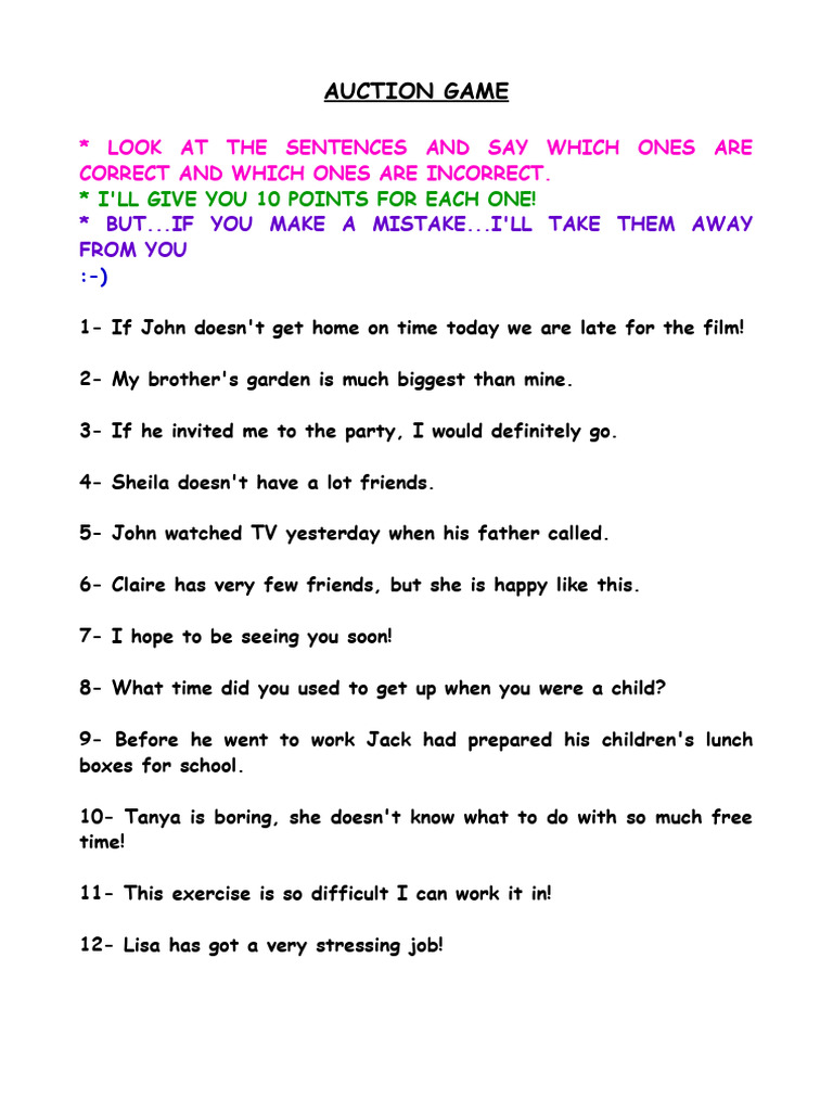 Auction Game | PDF | Art | Wellness