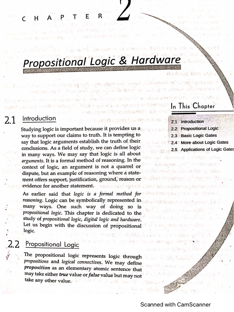 Chapter 2 - Propositional Logic & Hardware | PDF