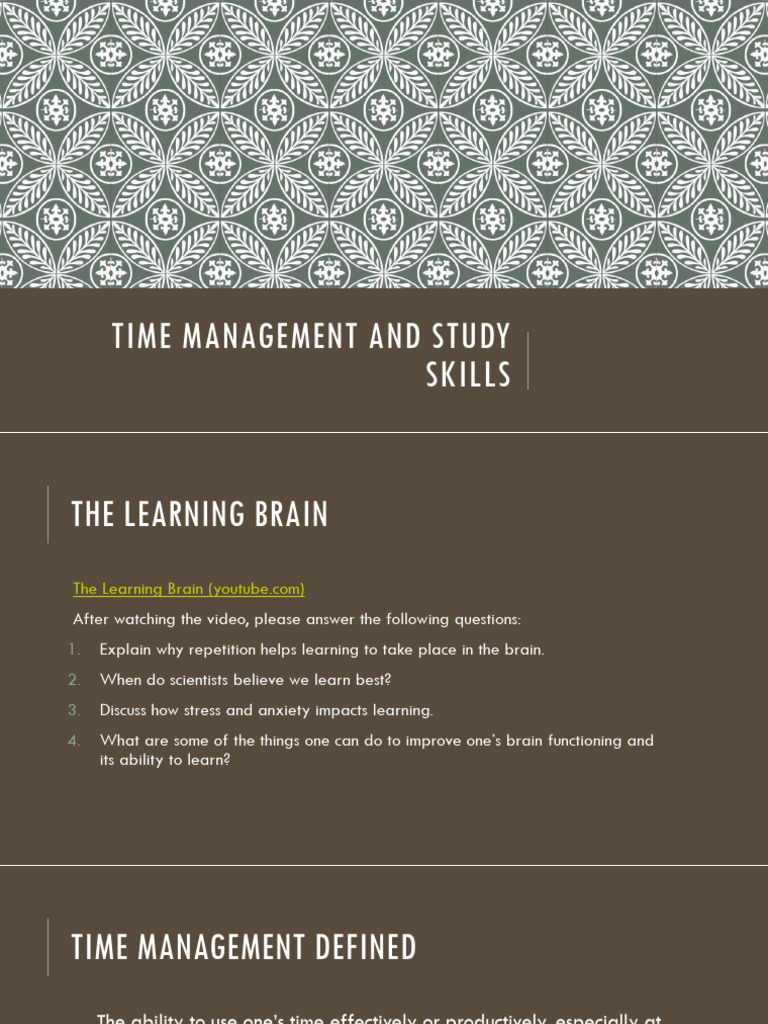 Time Management and Study Skills | PDF | Study Skills | Time Management