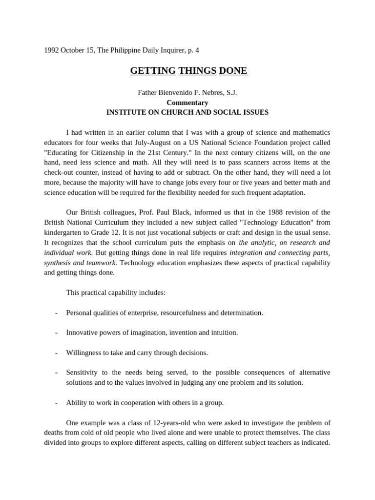1992 October 15, Getting Things Done | PDF | Mathematics