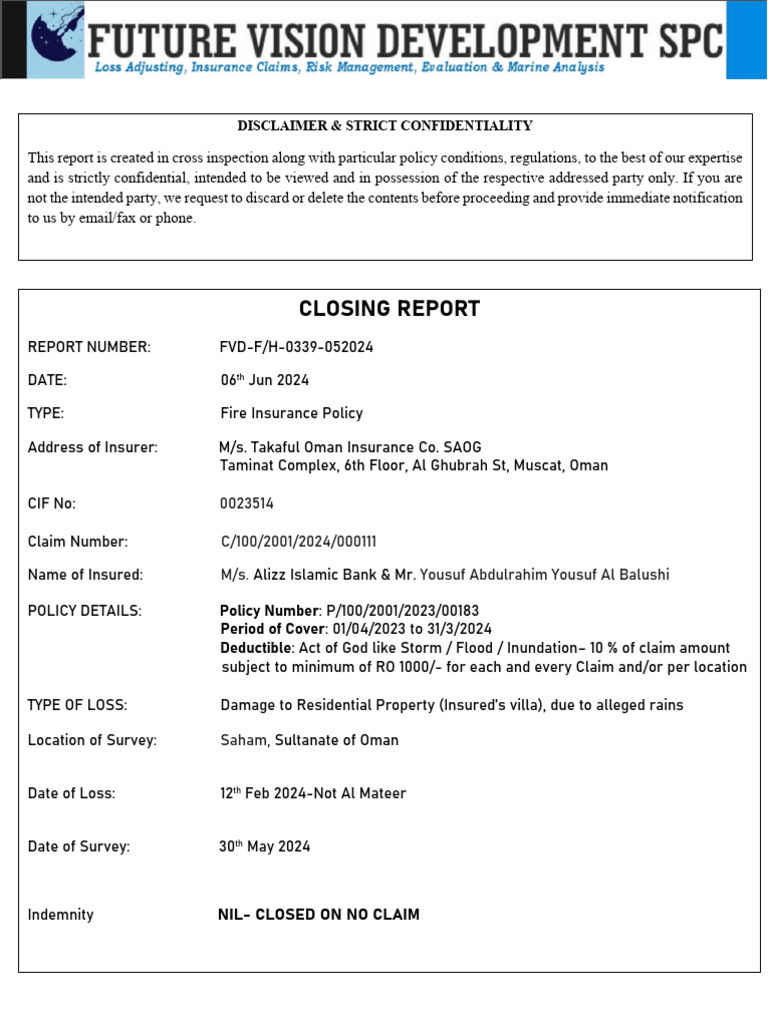 Closing Report-Mr. Yousuf Abdulrahim Yousuf Al Balushi | PDF ...