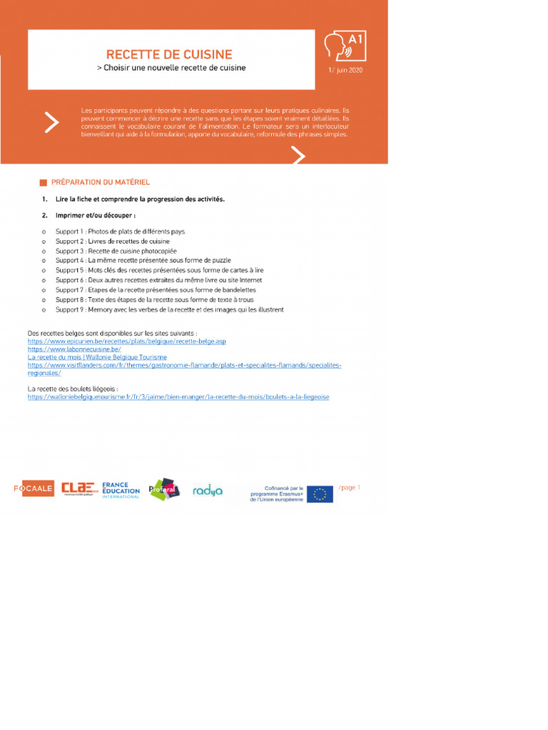 Choisir Une Recette de Cuisine - Bruxelles FLE | PDF