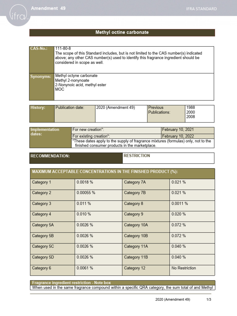 Methyl Octine Carbonate - 064 | PDF