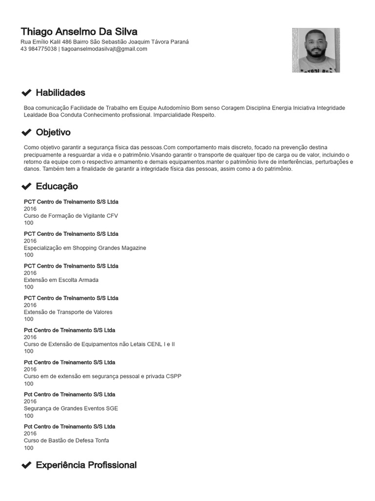 Currículo Revisado Do Tiago | PDF