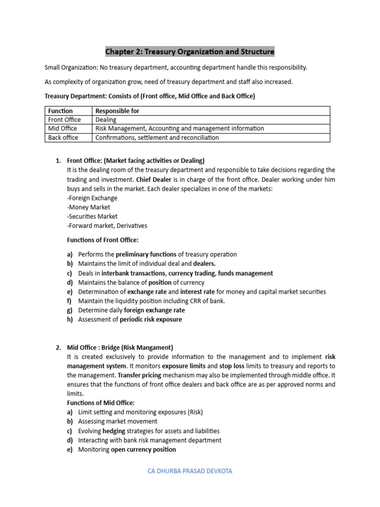 Treasury Chapter 2. Treasury Organization and Structure | PDF | Foreign ...