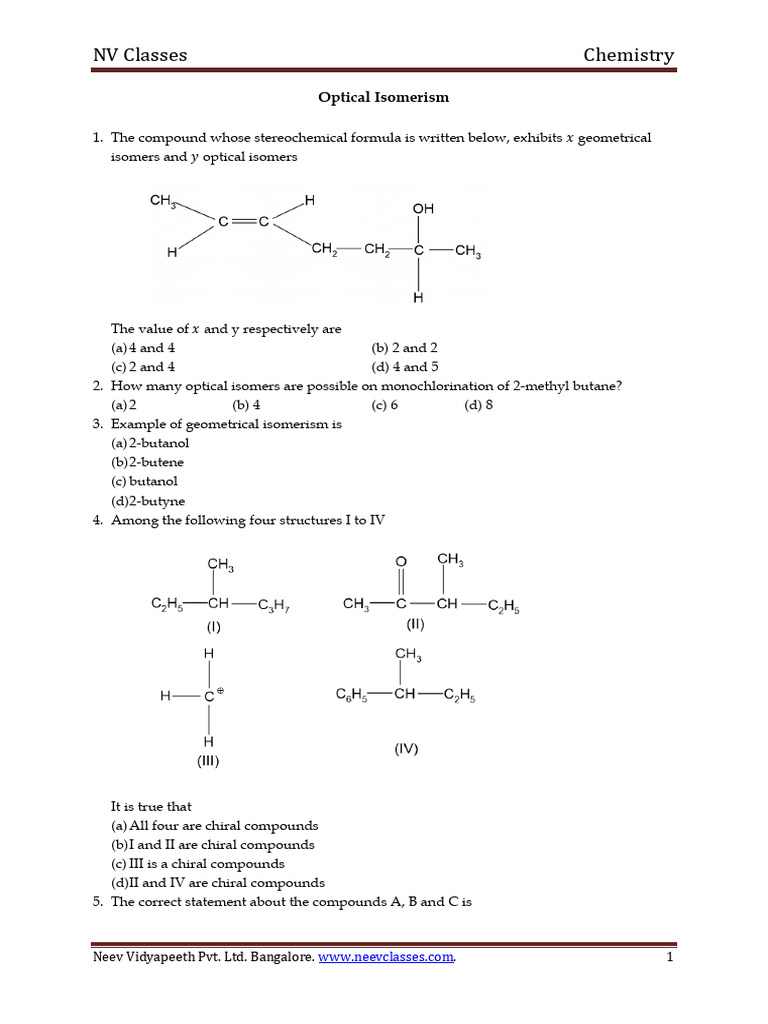 jQP1IS7YUr Pearl - Optical Isomerism | PDF | Isomer | Chirality (Chemistry)