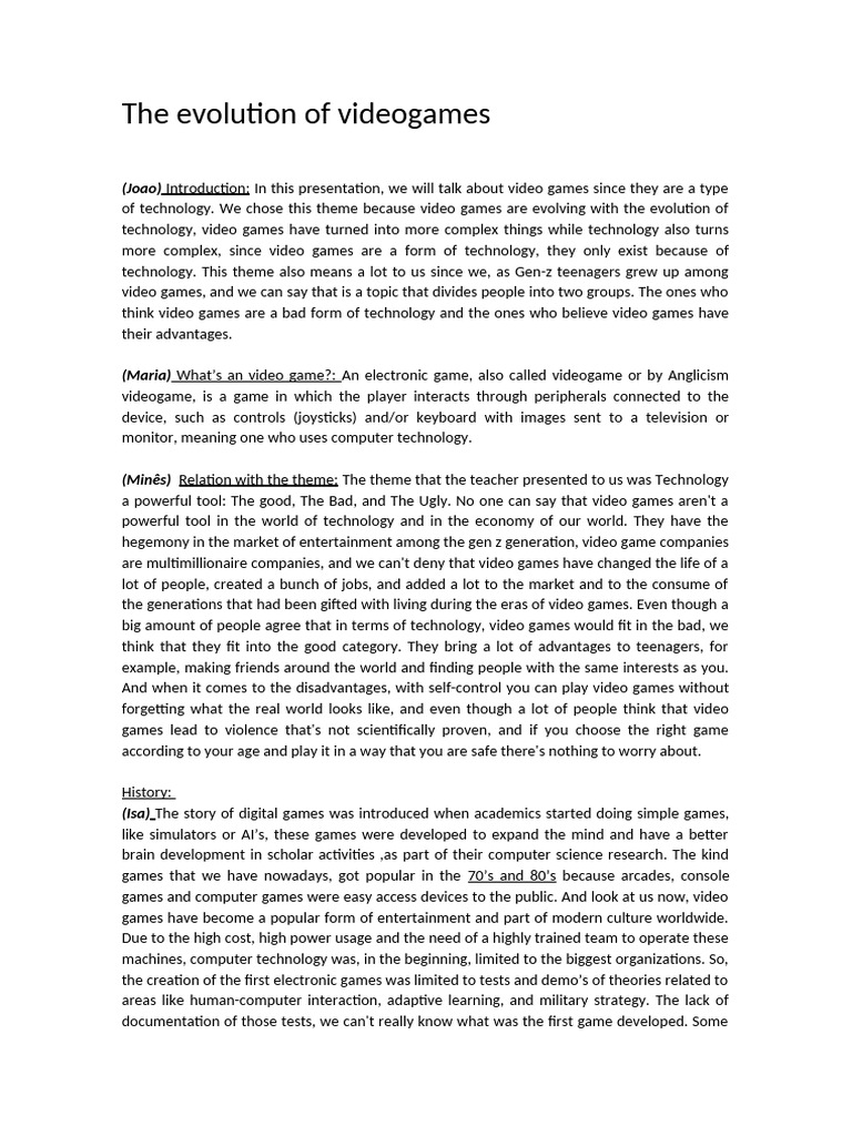 The Evolution of Videogames-WORD | PDF | Nintendo | Play Station