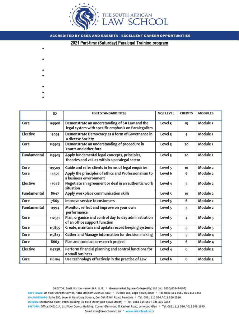 2021 Paralegal Training Program Schedule | PDF | Business