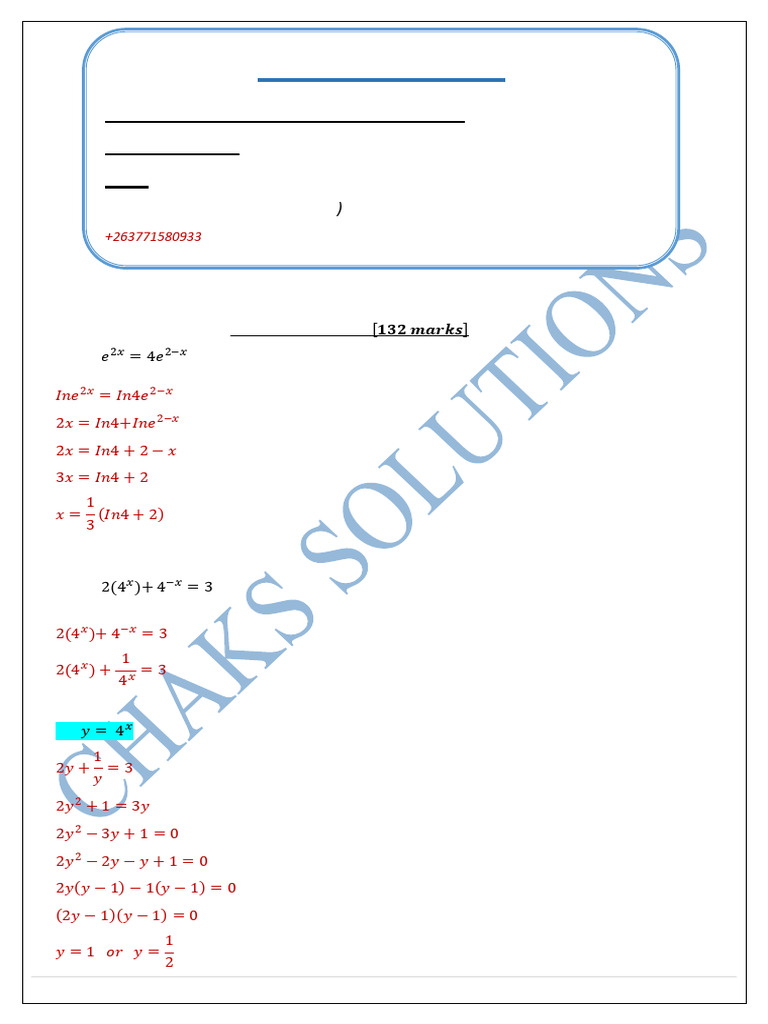 (Practice Exercise 1) Marking Guide Chaks Pure Mathematics | PDF | Mathematical Concepts | Equations