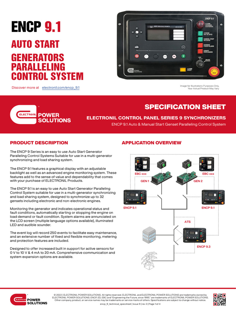 Encp 9.1 Technical Specsheet | PDF | Electric Generator | Power (Physics)