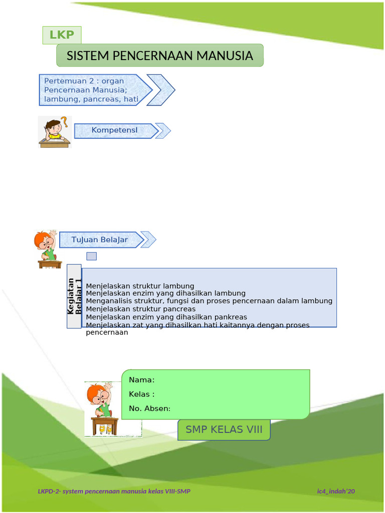 LKPD SISTEM PENCERNAAN MANUSIA LKPD-2 New | PDF