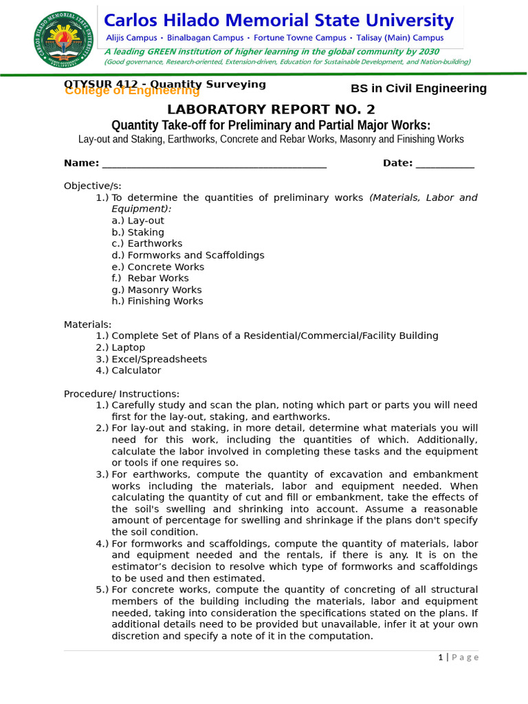 QTYSUR 412 Lab Report No. 2 | PDF | Concrete | Civil Engineering