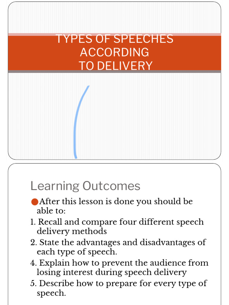 Types of Speeches (Delivery) | PDF | Cognition | Cognitive Science