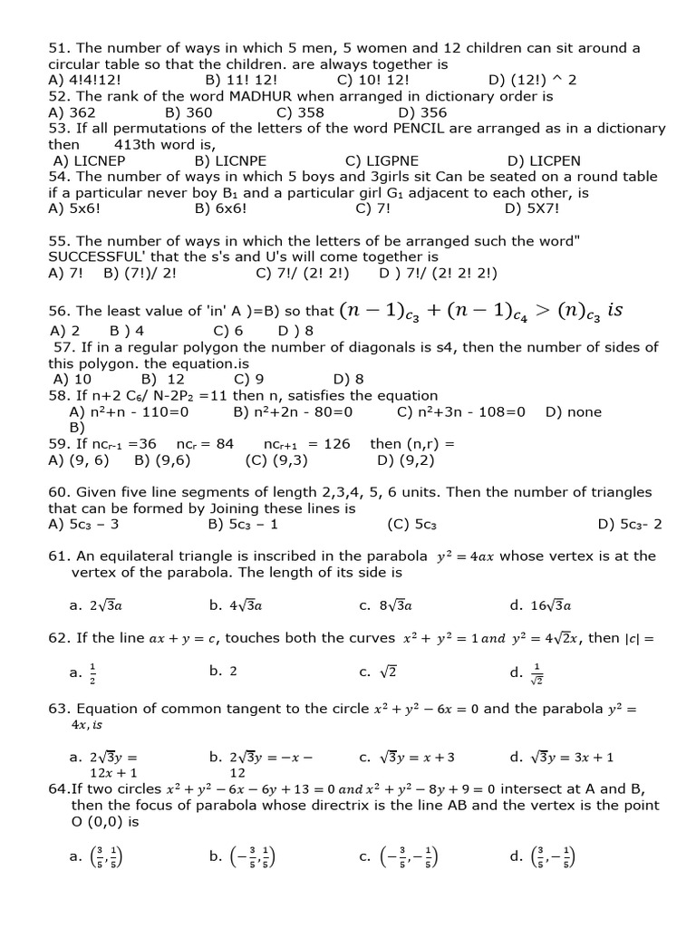 JEE Maths 8 | PDF | Differential Geometry | Algebraic Geometry