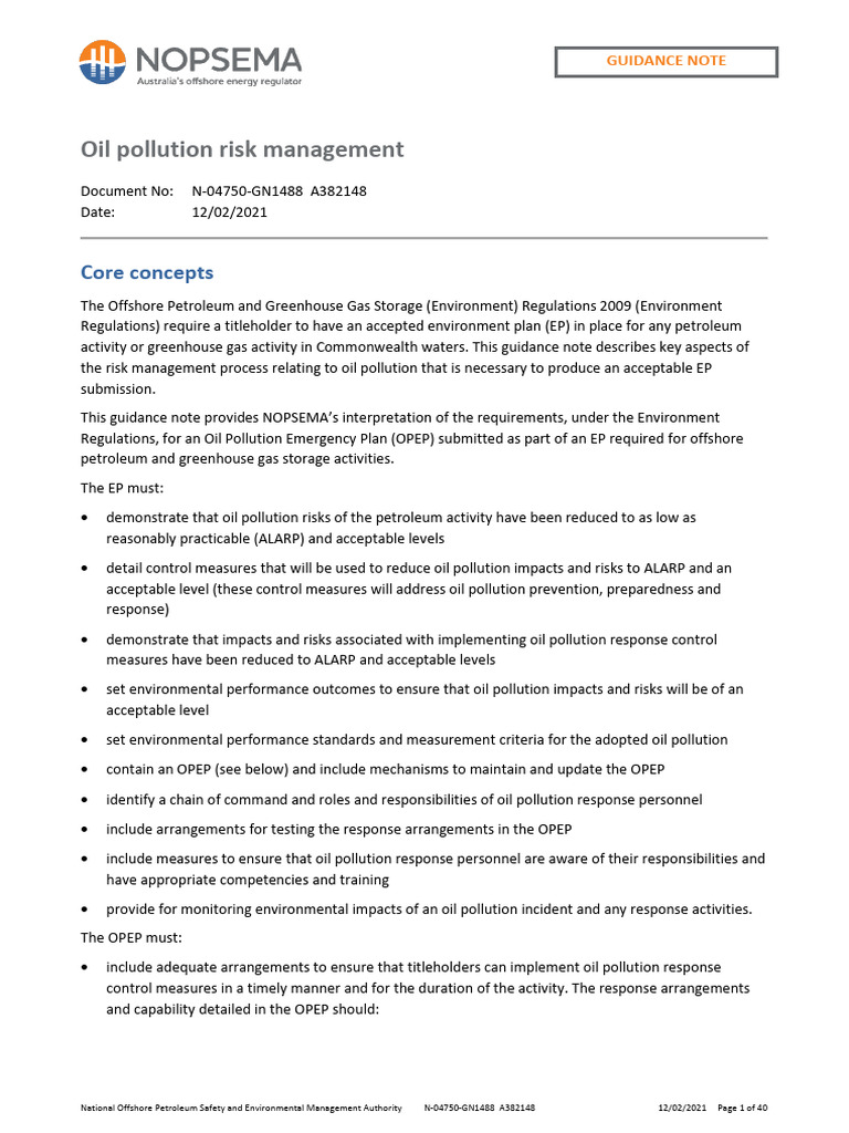 Oil Pollution Risk Management | PDF | Risk | Oil Spill