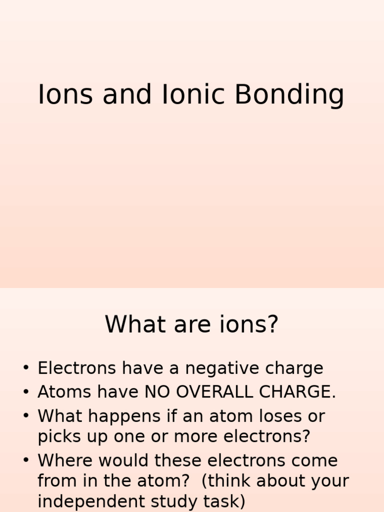 Ions & Ionic Bonding | PDF