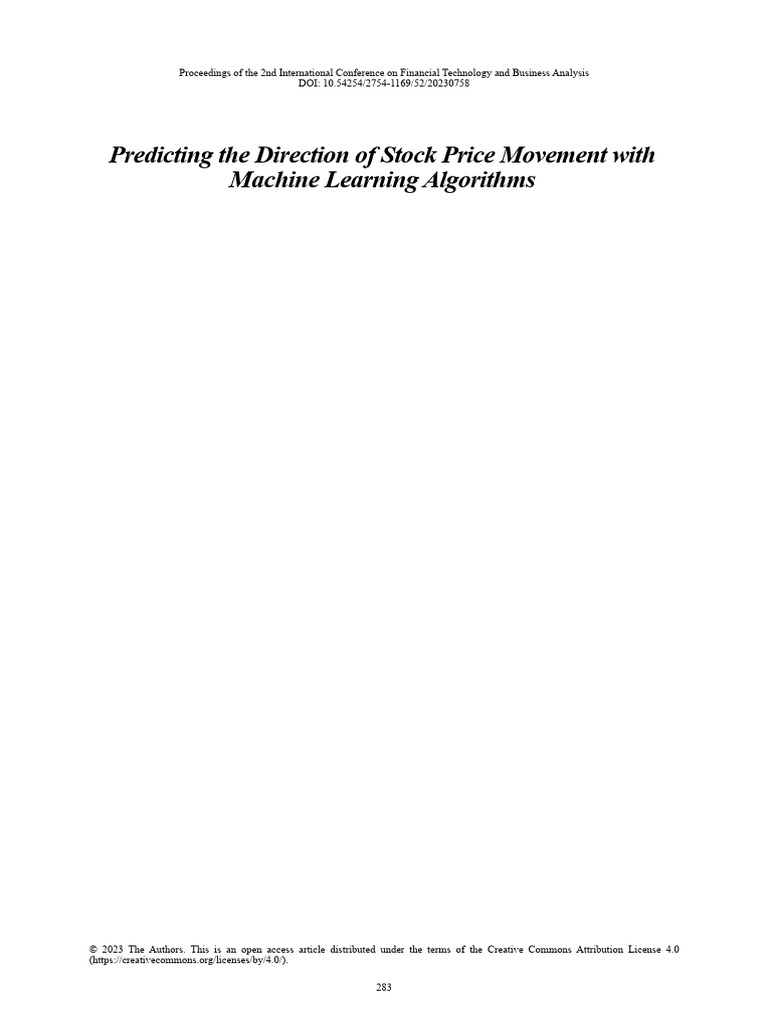 Predicting The Direction of Stock Price Movement W | PDF | Machine ...