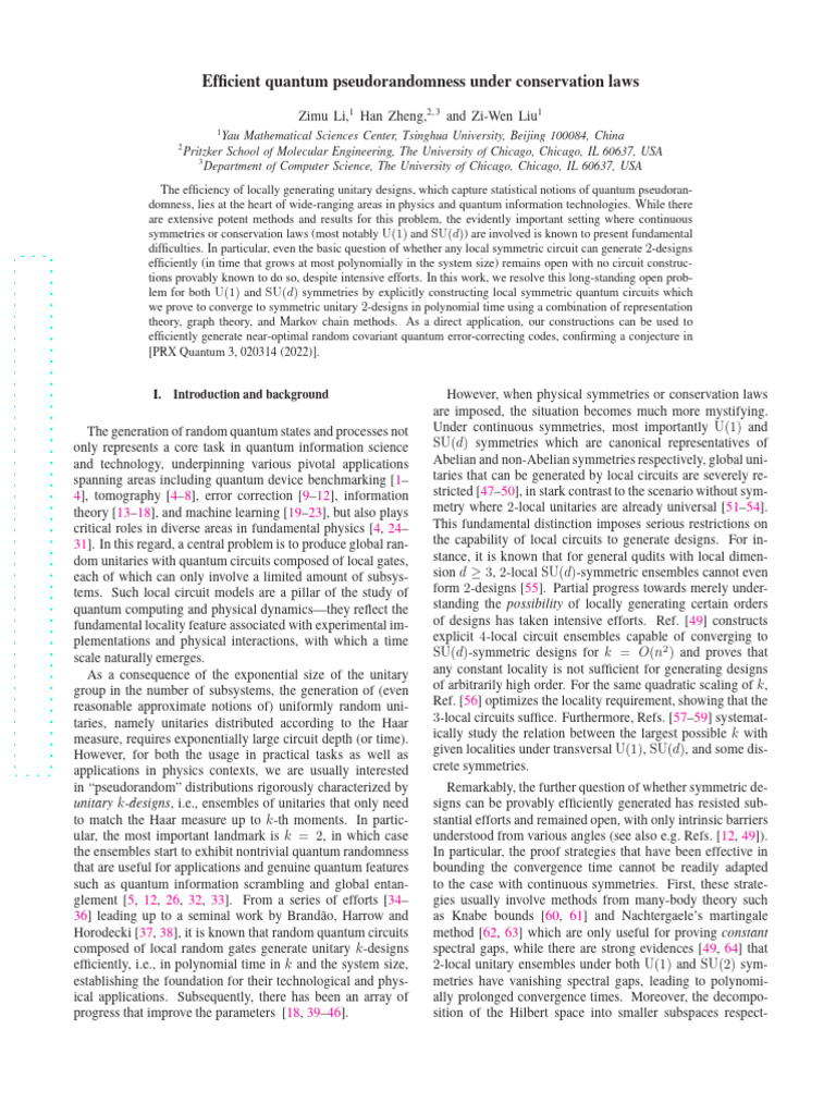 Efficient Quantum Pseudorandomness Under Conservation Laws ...