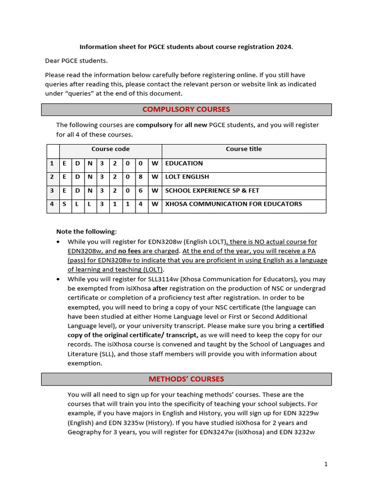 2024 PGCE Subject Registration | PDF | Science
