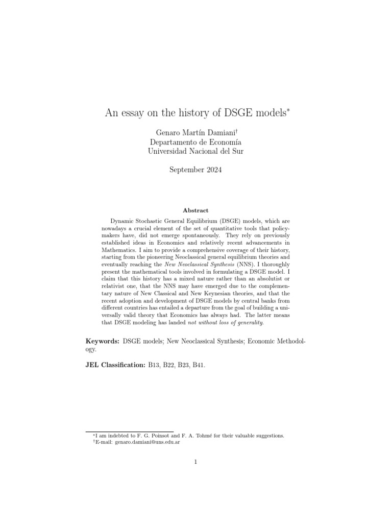 DSG Models | PDF | General Equilibrium Theory | New Keynesian Economics