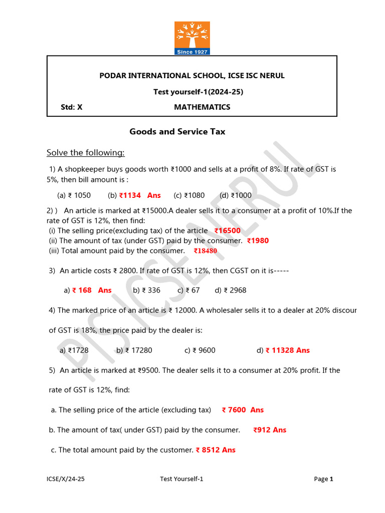 GST and Profit Calculations in Sales | PDF | Factorization | Value ...