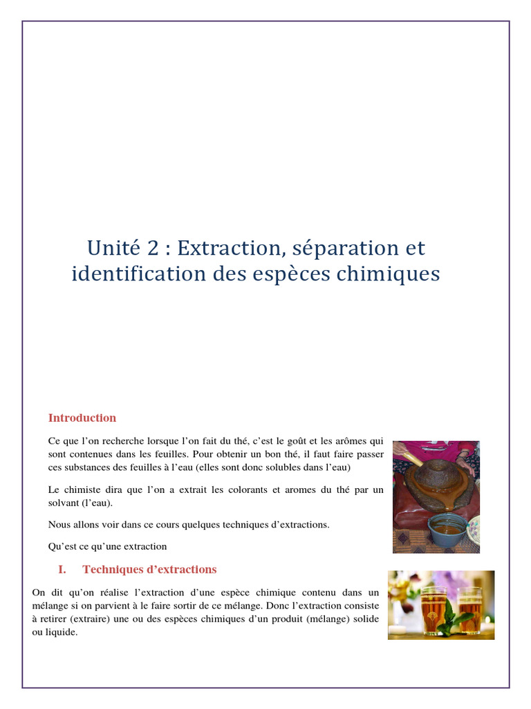 Techniques d'extraction et séparation chimique | PDF | Chromatographie ...