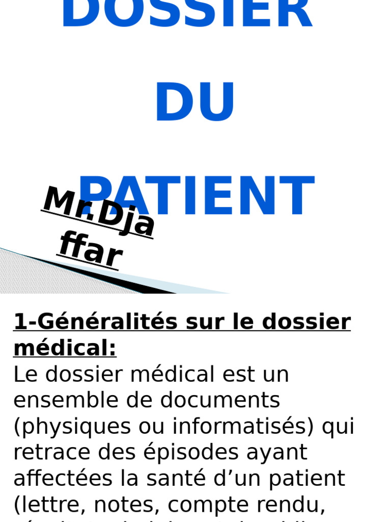 3-Dossier Du Patient | PDF | Dossier médical | Soins de santé