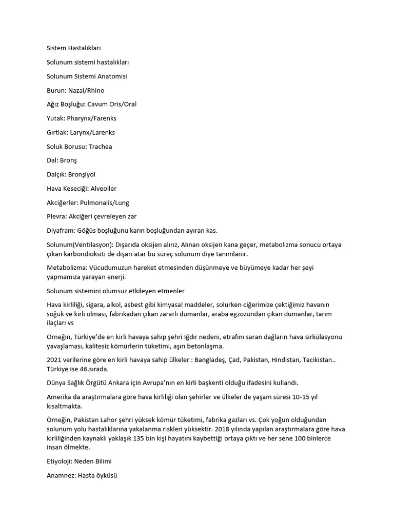 Solunum Sistemi | PDF