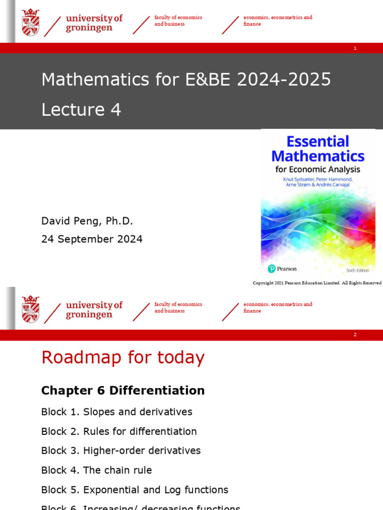 Lecture 4 Slides 2024-2025 | PDF | Slope | Derivative