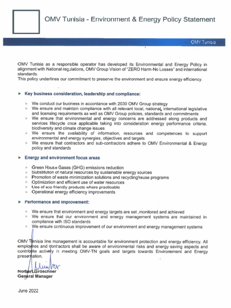 Environment and Energy Policy Statement | PDF