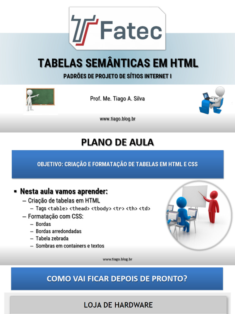 HTML e CSS - Tabelas Semânticas | PDF