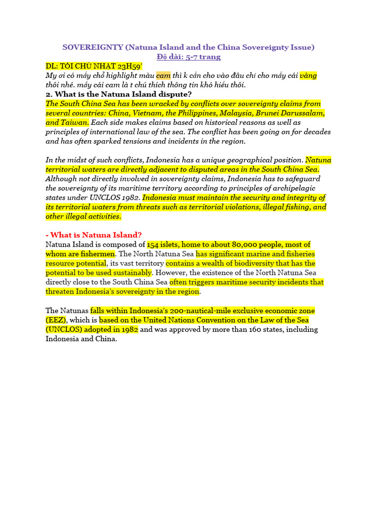 SOVEREIGNTY (Natuna Island and The China Sovereignty Issue) | PDF ...