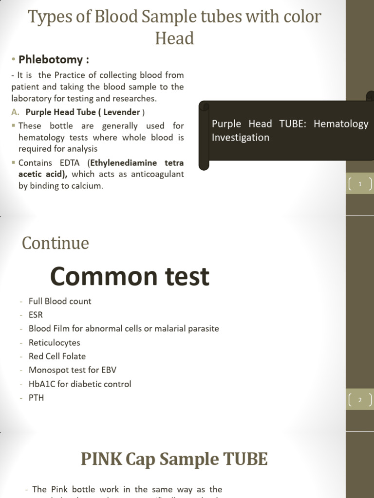 Color Tube and Test | PDF | Coagulation | Medical Specialties